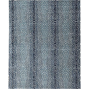 Wallard Antelope Cheetah Blue,Neutral,Grey,Mink Animal Contemporary Handmade 100% Woolen Area Rugs & Carpets (Blue, 9x12)