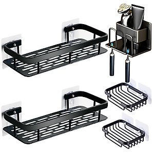 Craftsboys Shower Caddy, 5 Pack, Adhesive Bathroom Storage Organizer, Large Capacity, Rustproof Stainless Steel