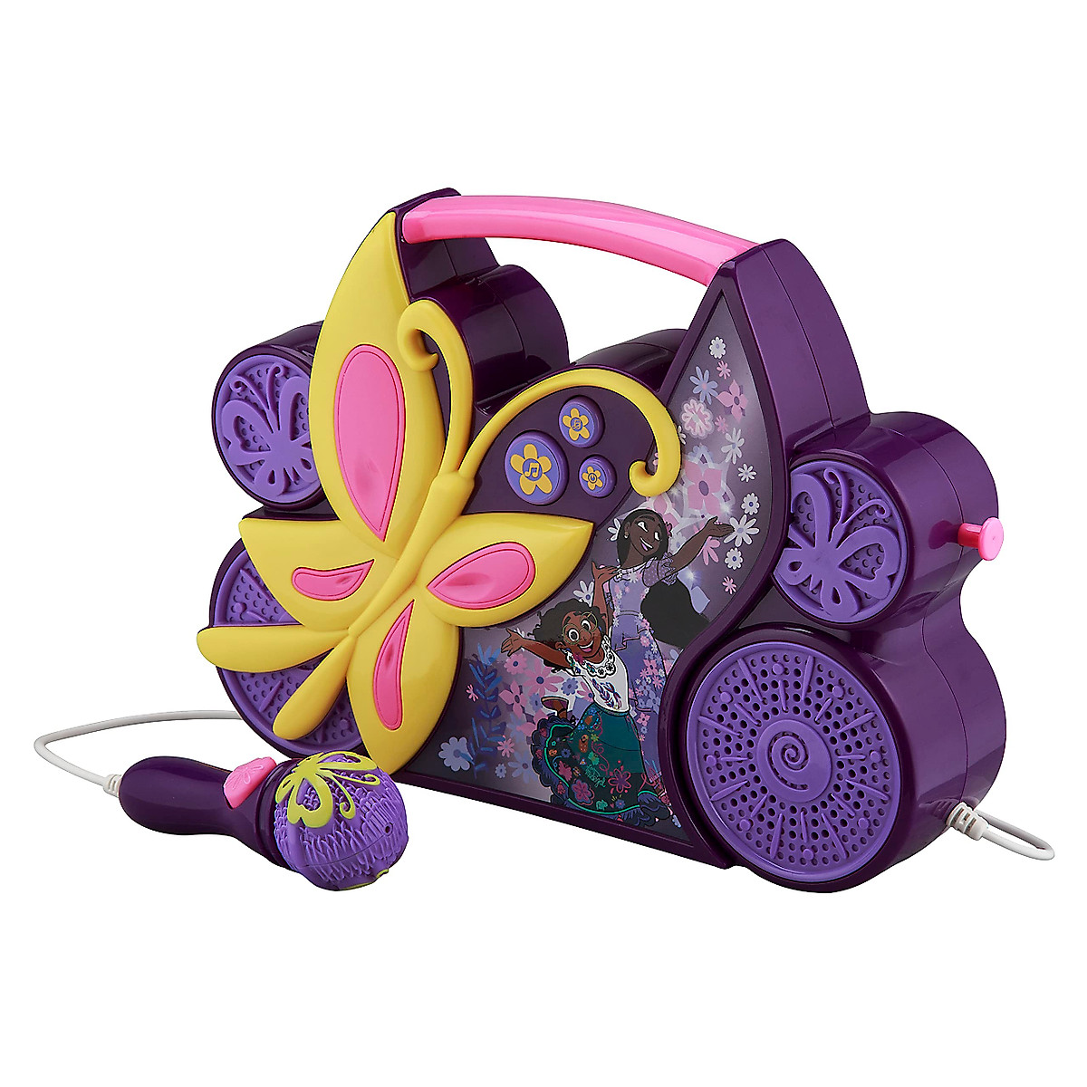 eKids Disney Encanto Sing Along Boom Box Speaker with Microphone for Fans of Disney Toys, Kids Karaoke Machine with Built in Music