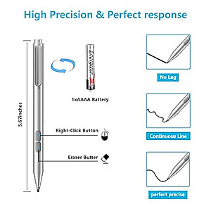 Active Stylus Pen for HP Envy/Specter/Pavilion x360 2-in-1 Touchscreen Laptop,Compatible with HP Envy x360 15/13,Envy x2 12, Envy 17,HP Spectre x360 15/13,Spectre x2 12,Pavilion x360 15/14/11 (Silver)