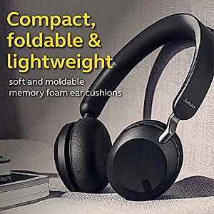 Jabra Elite 45h, Titanium Black – On-Ear Wireless Headphones with Up to 50 Hours of Battery Life, Superior Sound with Advanced 40mm Speakers – Compact, Foldable & Lightweight Design (Renewed)