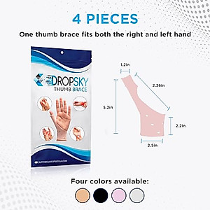 DropSky [4pcs] Gel Wrist Thumb Support Braces Soft Waterproof Breathable, Relief Pain Carpal Tunnel, Arthritis Thumb, Fits Both Hands, Lightweight, Therapy Rubber-Latex, Stabilizer Support (Nude)
