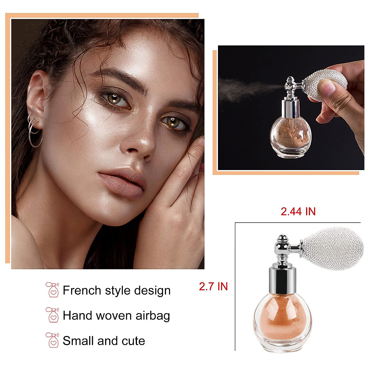 Body Glitter Spray Highlighter Powder Spray Glitter Shimmer Sparkle High Gloss Makeup Glitter Body Spray for Hair Face and Body Cosmetic - Bronzer