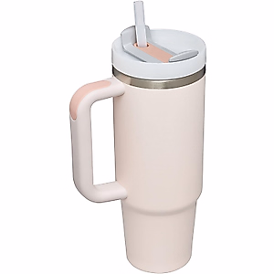 YOUEXPERT 30 oz Tumbler with Handle and Straw, Insulated Tumblers with Lid and Straw, 30 oz Cup Stainless Steel Water Bottle Outdoor Sports Travel Tumblers- rose quartz