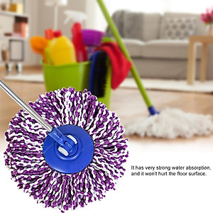 Huhushop Spin Mop Head Refills Microfiber Round Spin Mop Head Replacement for Universal Spin Mop System Perfect for Home Commercial Use (Purple+White)