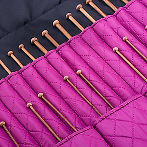 DeNOA Knitting Needle Storage Case - Crochet Hook Folding Organizer Travel Wrap - Orchid