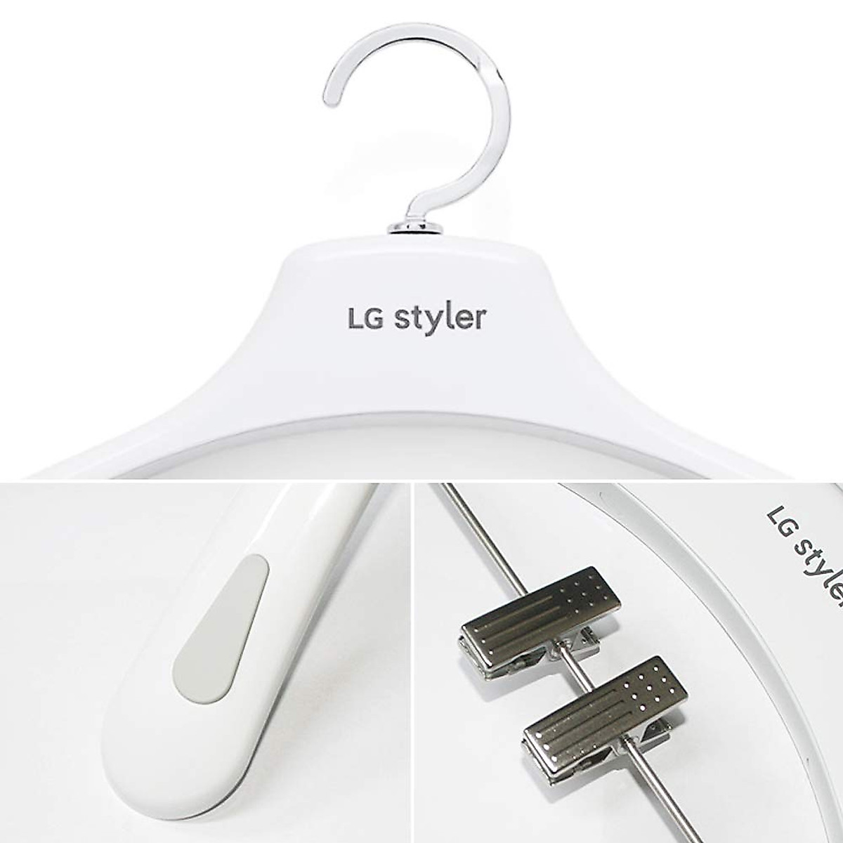 LG Styler Clothes Shirts Suit Hanger Holder with Non-Slip Pad, Stainless Steel Clips and Hooks
