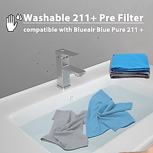 4 Pack 211+ Washable Pre-Filters Replacement Compatible with Blueair Blue Pure 211+, Filter for Diva Blue, Lunar Rock etc