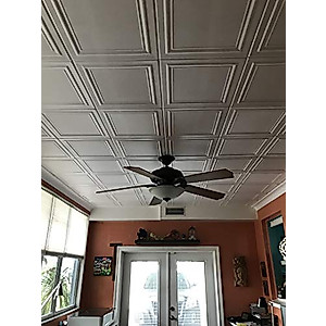 A La Maison Ceilings R24 Line Art Foam Glue-up Ceiling Tile (21.6 sq. ft./Case), Pack of 8, Plain White