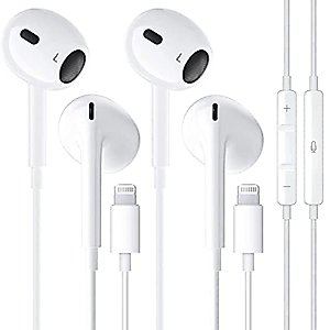 2 Pack Apple Headphones Wired Earbuds with Lightning Connector [Apple MFi Certified] In-Ear iPhone Earphones with Built-in Microphone & Volume Control Compatible with iPhone 14/13/12/11/XR/XS/X/8/7/SE