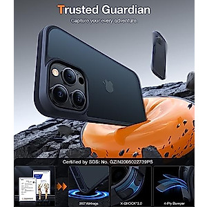 TORRAS 𝗨𝗽𝗴𝗿𝗮𝗱𝗲𝗱 Shockproof iPhone 14 Pro Max Case, Military Grade Drop Protection, Silicone iPhone 14 Pro Max Case, Slim Thin Semi-Clear iPhone 14 Pro Max Phone Case, Black-Guardian Series