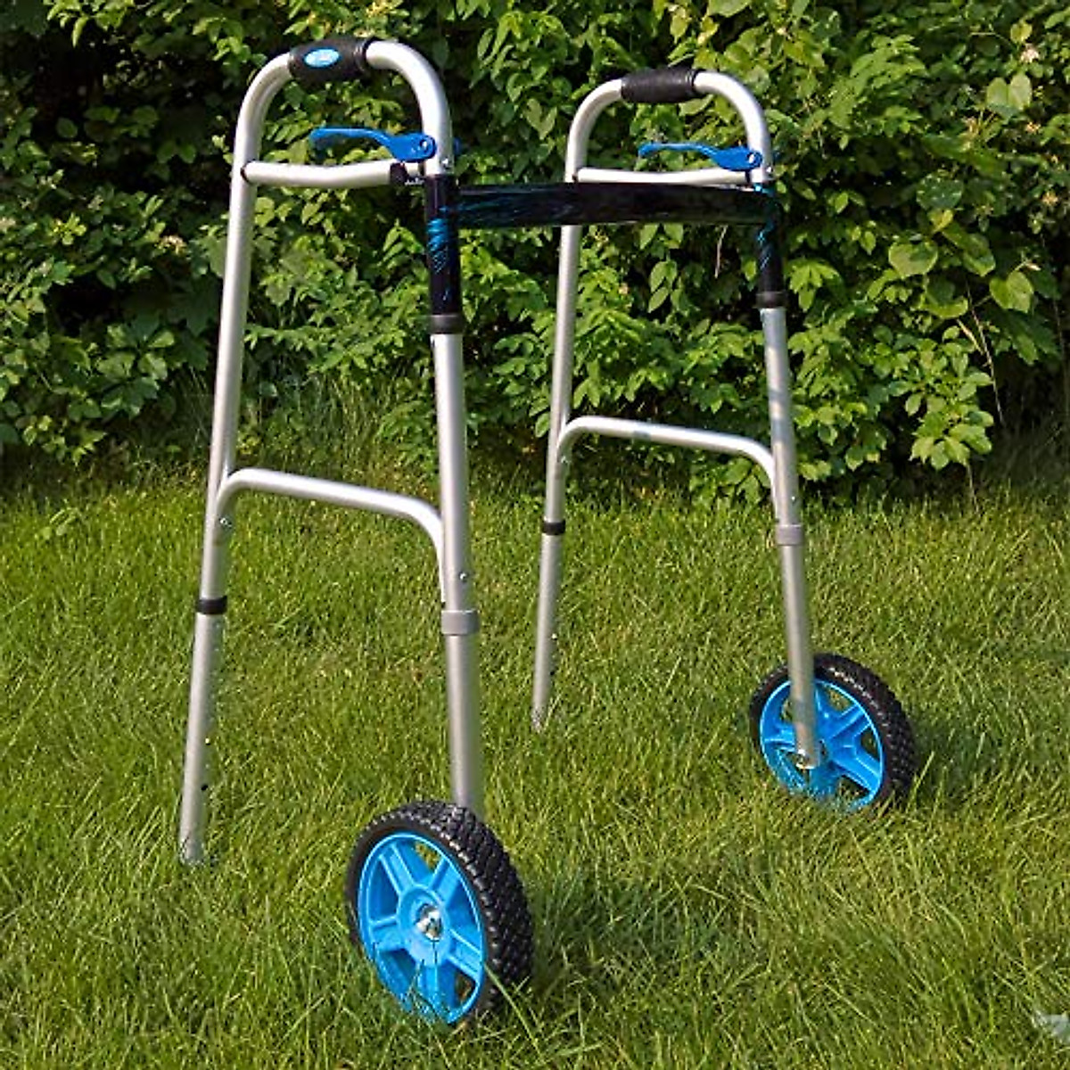 Top Glides 8" Off-Road Walker Wheel Kits with Free Flexfit Universal Ski Glides (Blue)