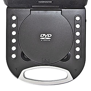 Magnavox MTFT750-BK Portable 7 inch TFT DVD/CD Player with Remote Control and Car Adapter in Black | Rechargeable Battery | Headphone Jack | Built-In Speakers |