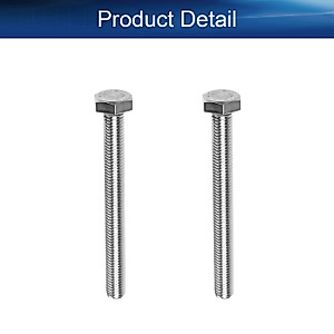 Yinpecly M10 Hex Bolt M10-1.5 x 100mm UNC Hex Head Screw Bolts 304 Stainless Steel Fully Threaded Hex Tap Bolts 2pcs