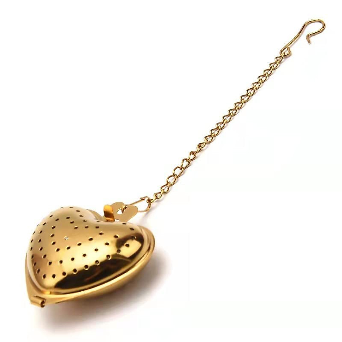 Stainless Steel Creative Tea Infuser Metal Heart Shape Reusable Tea Coffee Filter Strainer Teapot Accessory Kitchen Gadget Too (gold)
