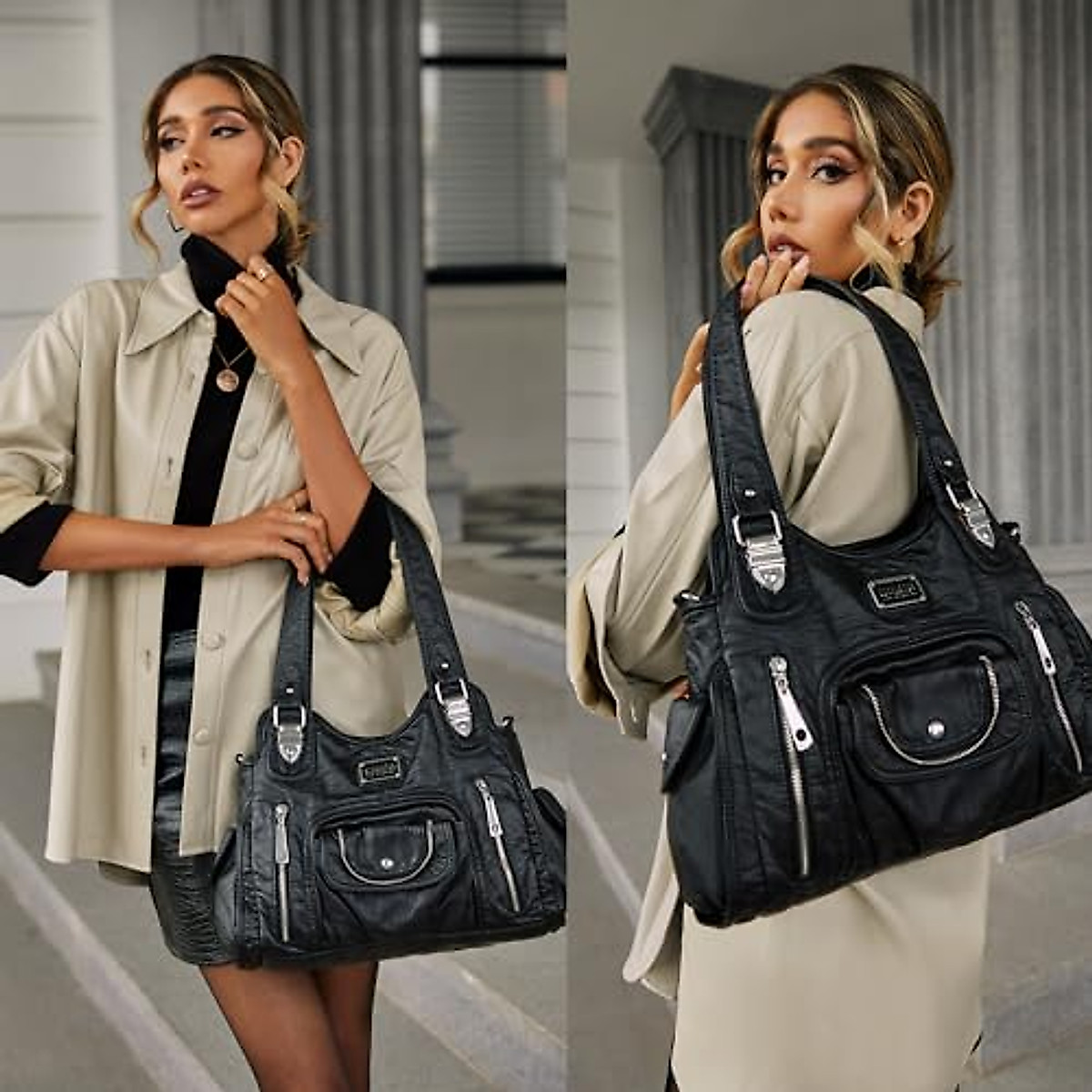 Scarleton Handbags for Women, Purses for Women, Hobo Bags for Women, Purses and Handbags, Womens Purse w/Multi Pocket, H163501, Black