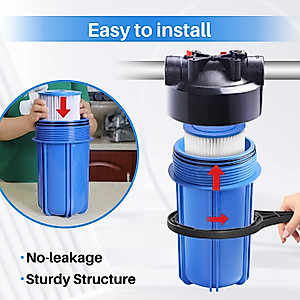 10" x 4.5" Whole House Pleated Sediment Water Filter Replacement for GE FXHSC, Culligan R50-BBSA, Pentek R50-BB, DuPont WFHDC3001, W50PEHD, GXWH40L, GXWH35F, for Well Water, Pack of 3