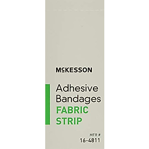 McKesson Adhesive Bandages, Sterile, Fabric Strip, 1 in x 3 in, 100 Count, 3 Packs, 300 Total