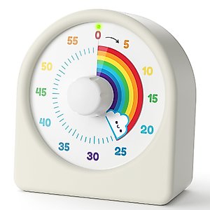 LIORQUE 60 Minute Visual Timer for Kids, Rechargeable Visual Countdown Timer Clock Kids Timer for Classroom, Desk Pomodoro Timer with 'Rainbow' Pattern Design and Magnetic Back