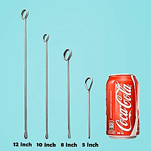 [48 Pack] 12” Stainless Steel Flat Metal Skewers - Kabob Grilling Sticks, BBQ Mediterranean Mexican Cocktail Party, for Appetizers Shish Kebab Meat Fruits Vegetables Picks, Dishwasher Safe