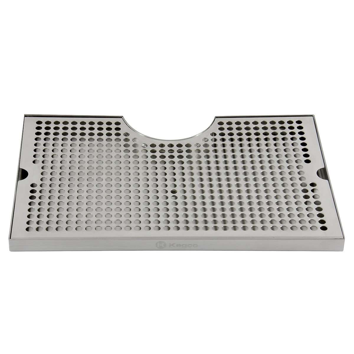 Kegco SECO-1610D 16" x 10" Surface Mount Drip Tray - 3" Column Cut-Out - SS, with Drain