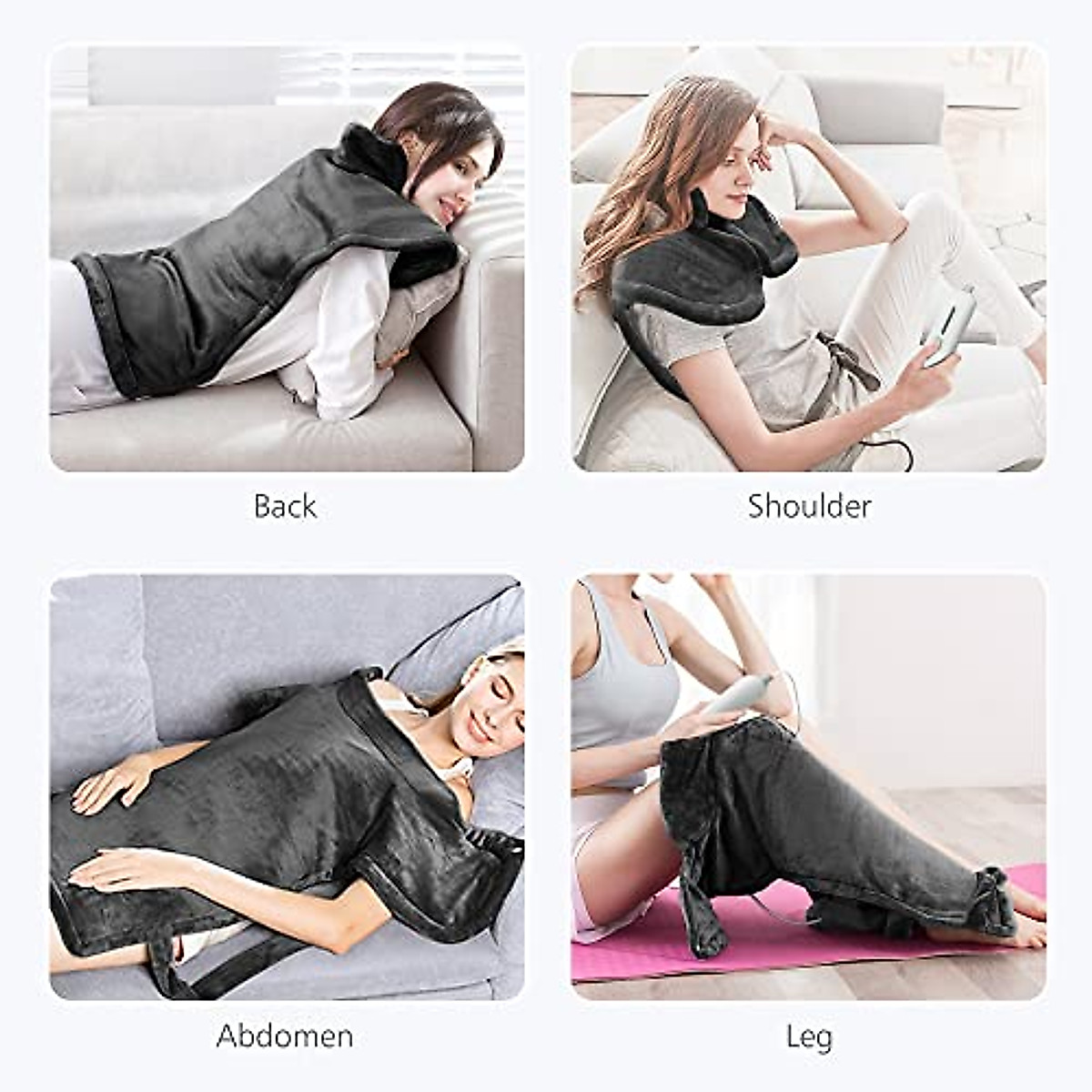 Heating Pad for Back Pain Relief,Heat Pads for Neck and Shoulders,Electric Back Heated Wrap,Large Heating Pad,Electric Heated Pads with Auto Shut Off,3 Temperature Levels,Black,Gifts for Mom, Dad