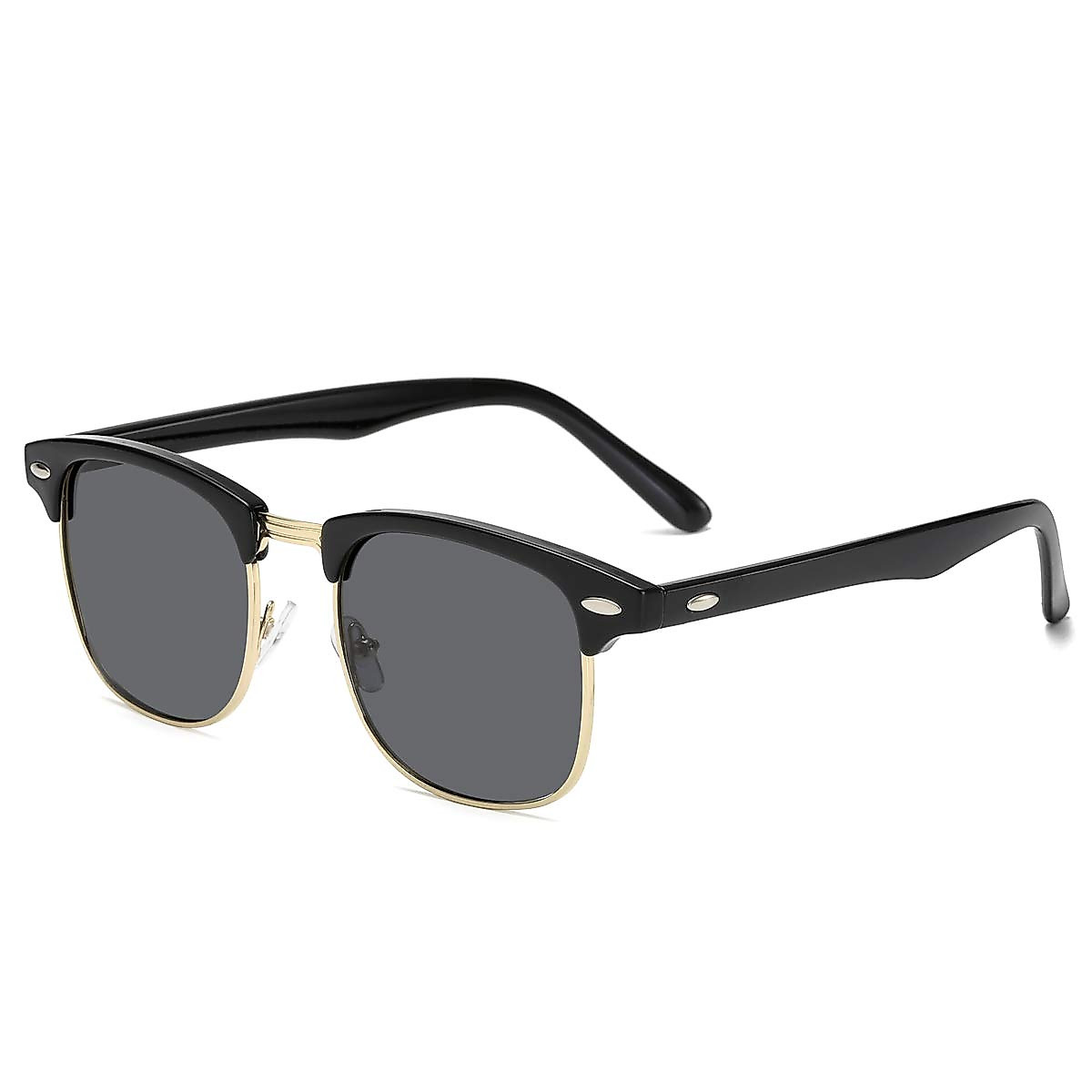 aisswzber Retro Semi Rimless Sunglasses Half Frame UV400 Glasses 3016s-blacknew