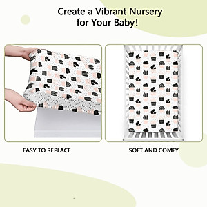 Cactus Themed Fitted Crib Sheet,Standard Crib Mattress Fitted Sheet Soft & Stretchy Fitted Crib Sheet-Crib Mattress Sheet or Toddler Bed Sheet, 28“ x52“,Pale Coral White Black