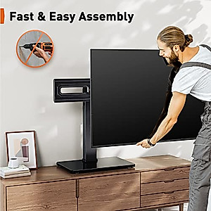 Perlegear Universal Swivel TV Stand for 32–60 Inch LCD/LED/OLED TVs up to 88 lbs, Tabletop TV Mount Stand with Tempered Glass Base, Height Adjustable TV Base with Tilt, Max VESA 400x400mm