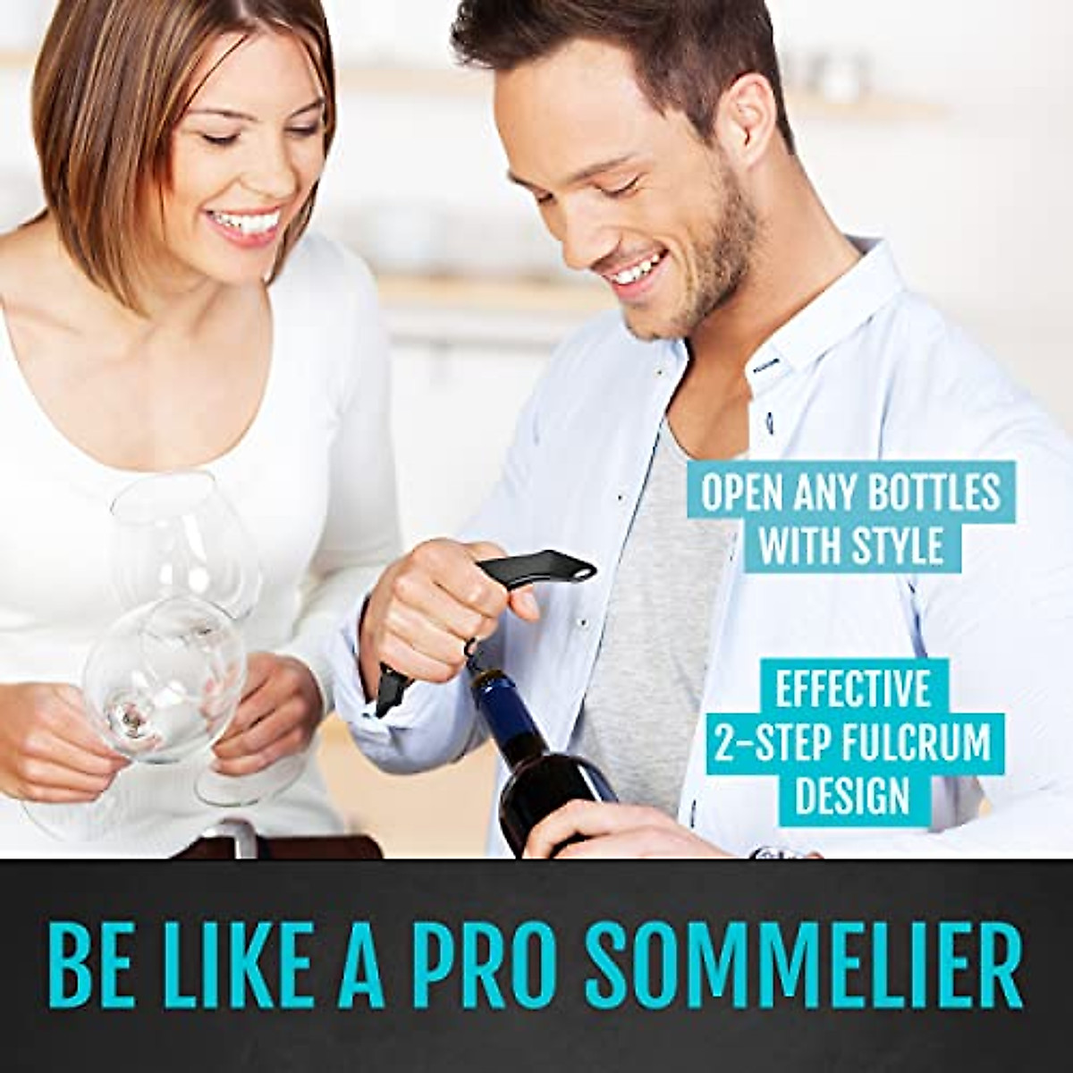 VINVOLI Professional Waiters Corkscrew Wine Bottle Opener - New 2023 Multi-Functional 3-in-1 Cork Screw Wine Bottle Openers - Wine Opener Corkscrews - Cool Beer Opener Wine Key With Wine Foil Cutter