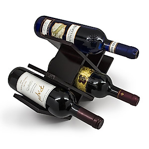 Sorbus® Wine Rack Butterfly - Stores 8 Bottles of Wine - Sleek and Chic Looking - Minimal Assembly Required (Brown)