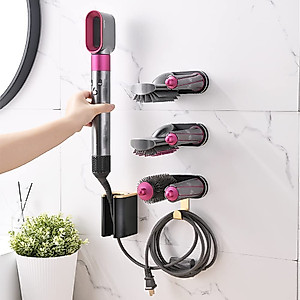 Wall Mount Holder for Dyson Airwrap Styler Hair Curling Iron Barrels and Brushes, Metal Organizer Storage Rack, Curling Iron and Accessories Organizer Rack, Suitable for Home Bedroom Bathroom