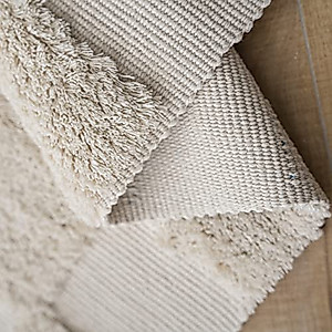 Lahome Boho Living Room Rug, 3x5 Checkered Bath Entryway Rug Farmhouse Washable Kitchen Rug with Tassels, Non-Shedding Beige Throw Rug Tufted Woven Rug for Bedroom Dressing Room Office