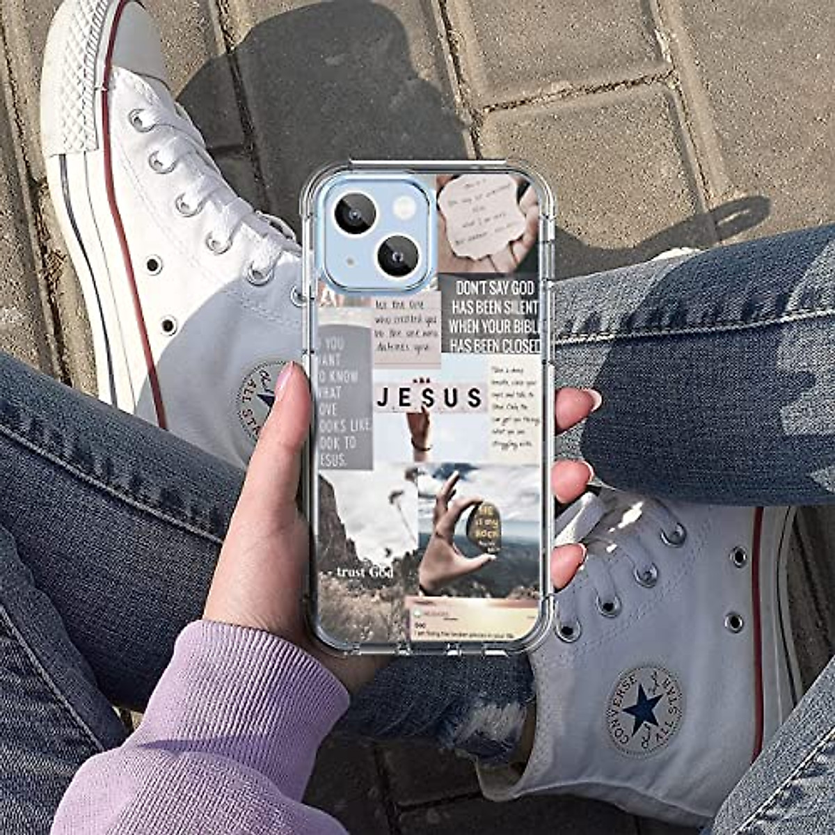 Jesus Quotes Case for iPhone 13 Mini,Christian Motivational Bible Verse Collage Pattern Case for Men Women,Unique Design Soft TPU iPhone 13 Mini Bumper Case