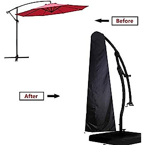 boyspringg Patio Umbrella Cover - 600D Waterproof , Outdoor Umbrella Cover for Offset Cantilever Umbrella , Fits Patio Umbrella 9-13 Ft , Black Umbrella Cover.