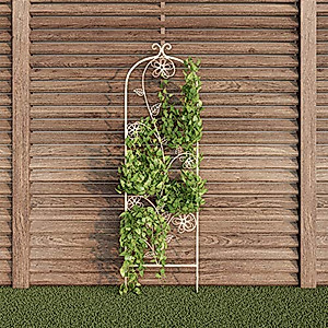 Pure Garden 50-LG5079 (Antique White) Garden Trellis-for Climbing Plants