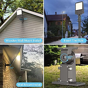 HYPERLITE Parking Lot Light 200W: 30000LM 5000K LED Parking Lot Lights Outdoor with Photocell, Arm & Slip Fitter 2 in 1 Mount LED Pole Light for Parking Lot, Garage, Barn, Roadways, Driveways