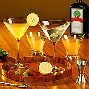 VENVENWEAVS Martini Glasses Set of 6, Hand-blown Crystal Cocktail Glasses for Espresso Martini,Cosmopolitan,Manhattan,Gimlet,Home Bar,Cocktail Party,Stemless Martini Glassware Gift Set