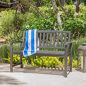 Christopher Knight Home Loja Outdoor Acacia Wood Bench, Dark Grey Finish