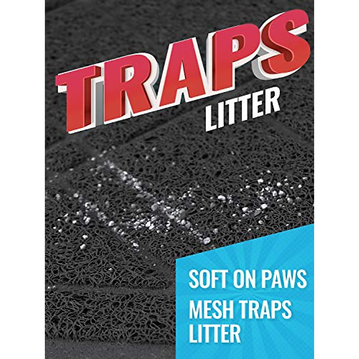 Iprimio Cat Litter Box Mat 42x36 Black | Cat Litter Trapping Mat, Mesh Mat Catches Litter, Repels Odor, Easy Clean Non Slip Kitty Litter Trapper Mats