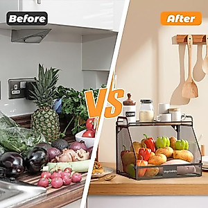 Foellstoe Hanging Fruit Basket for Kitchen, Kitchen Organizers and Storage Potato Onion Storage Wall Storage Baskets Pantry Organizers and Storage Stackable Basket