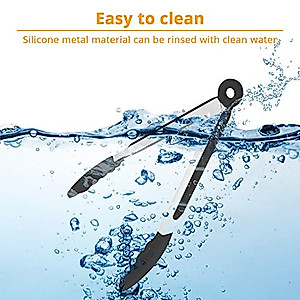 KUFUNG Silicone Kitchen Tongs, Serving Tongs for cooking, High Heat Resistant to 480°F, Stainless Steel Metal Food Tongs with Non-Stick Silicone Tips (9 inch, Black)