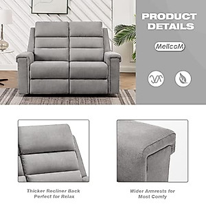 MELLCOM Linen Reclining Loveseat, Manual Reclining Home Theater Seating, Upholstered Sofa Recliner Chair, Arm Chair for Living Room Reading Room Bedroom, Loveseat, Gray