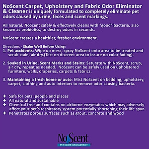 No Scent Carpet Upholstery & Fabric Furniture Spray Spot Cleaner for Wet Dog Smell, Cat Spray, Pet Odor, Urine, Poop & Secretions (32 Fl Oz / 946 mL)