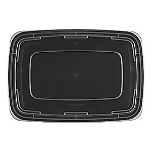 TIYA Takeout Food Containers - 28 oz Bulk 150 Pack with Lids - Rectangular Plastic Food Storage - Reusable Microwavable Dishwasher Safe Restaurant Set - Leak Proof for To-Go & Meal Prep