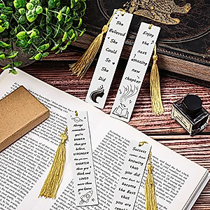 Tallew 4 Pcs Metal Bookmarks Inspirational for Book Lovers Christmas Gifts Graduation Teacher Appreciation Bookmark Thank You Page Marker Teachers Women Birthday(Sweet), Silver