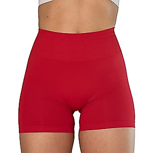 AUROLA Dream Collection Workout Shorts for Women High Waist Seamless Scrunch Athletic Running Gym Yoga Active Shorts Chinese Red