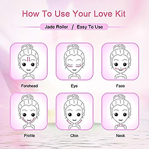 ZS ZESHIN (2 Pack) Jade Facial Roller & Rose Quartz Face Roller for Wrinkles and Puffiness, Natural Jade Stone Face Massager Roller