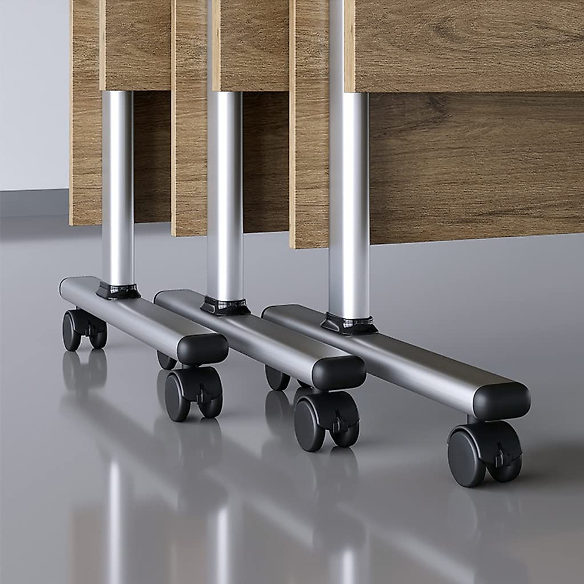 Foldable Meeting Table Set of 3,Flip Top Mobile Training Table with Modesty and Lockable Wheels, for Conference Rooms,Training Rooms,Media Centers,Classrooms