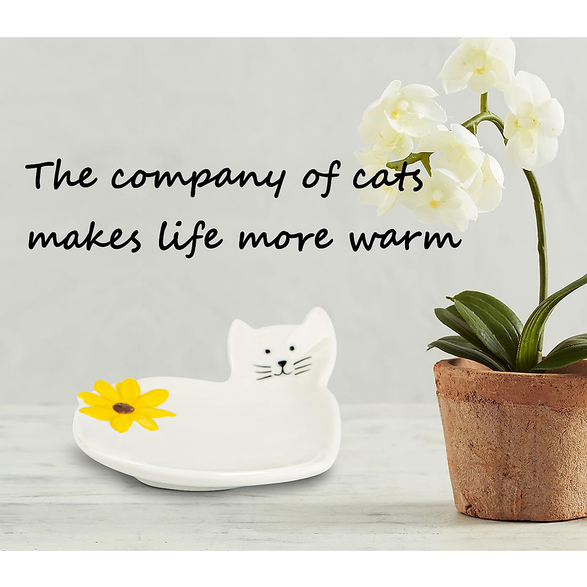 Cat Spoon Rest With Sunflower Spoon Holder For Stove Top White Ceramic Spoon Rest For Stove Top